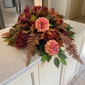 Fall Headstone Cemetery Saddle, Burgundy Artificial Tombstone Floral ...