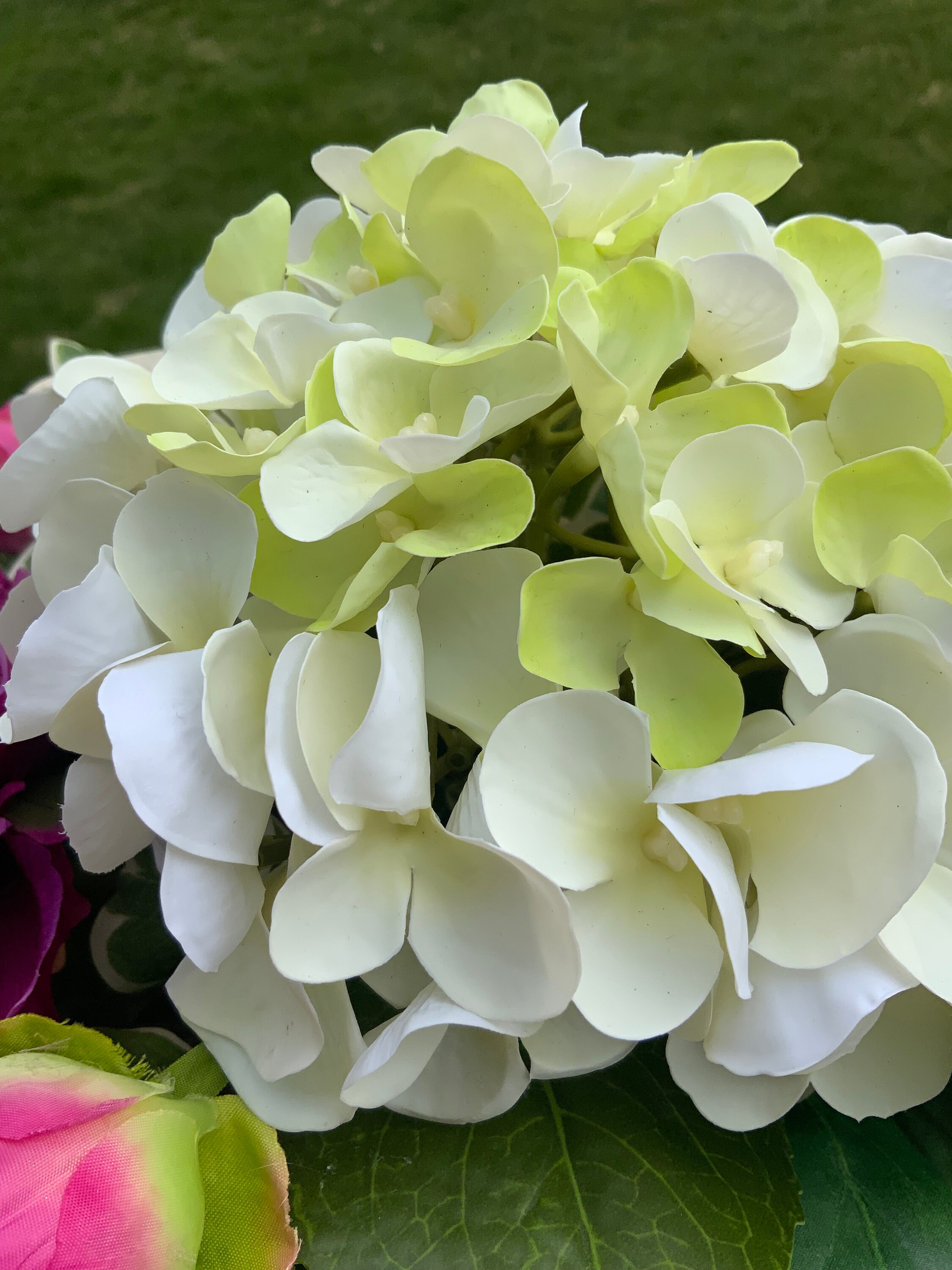 Artificial Floral Headstone Saddle, Hydrangea Rose Peony Grave ...