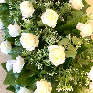 White Rose Headstone Saddle, Cemetery Memorial Floral Arrangement - Etsy