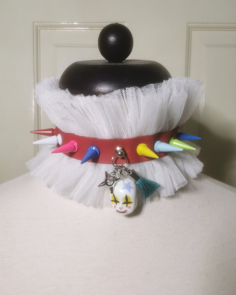 Clown Collar Vegan Leather Ruffle Adjustable Rainbow Clowncore - Etsy