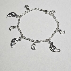 LUNAR WATCHER Charm Bracelet. Moon Face Pendant Dainty Bracelet. - Etsy