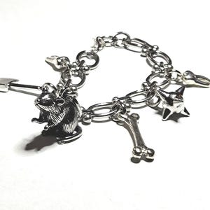 SCUM Charm Bracelet, Rat Bone Tooth Axe Flail Silver Chunky Chain - Etsy