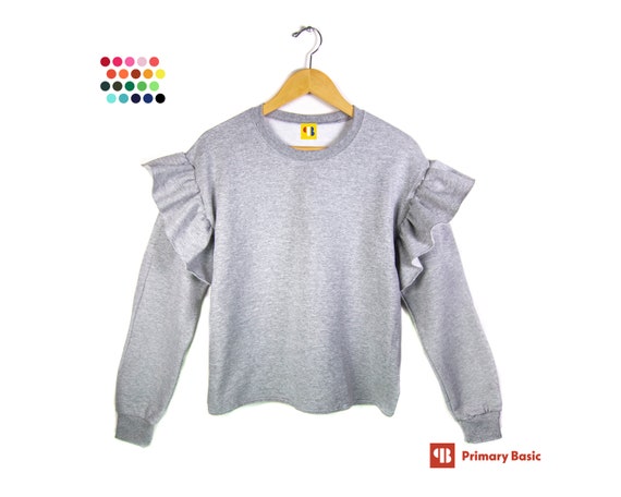 Custom Ruffle Shoulder Sweatshirt Ruffle Front Sweatshirt - Etsy