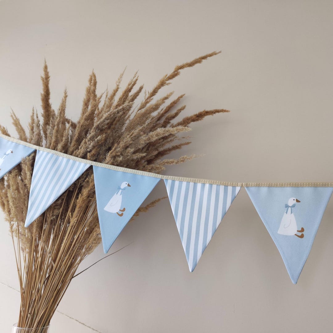 One Silly Goose Birthday Decoration Garland Goose Banner, Bunting Blue ...