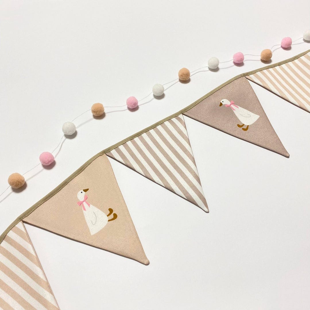 Silly Goose Baby Shower Girl Birthday Flag Banner, Beige Nursery Decor ...