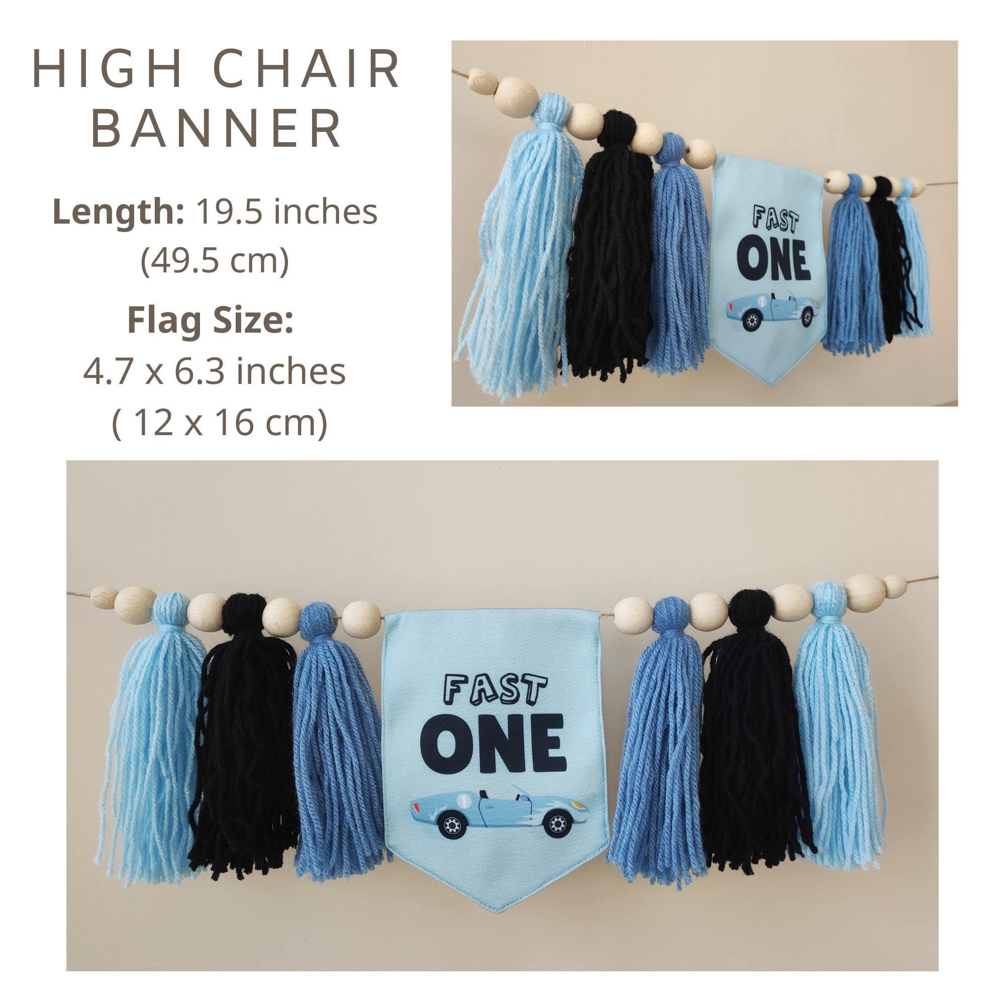 Fast One Birthday Race Car Banner, Garland Checkered Flag Racing Party ...