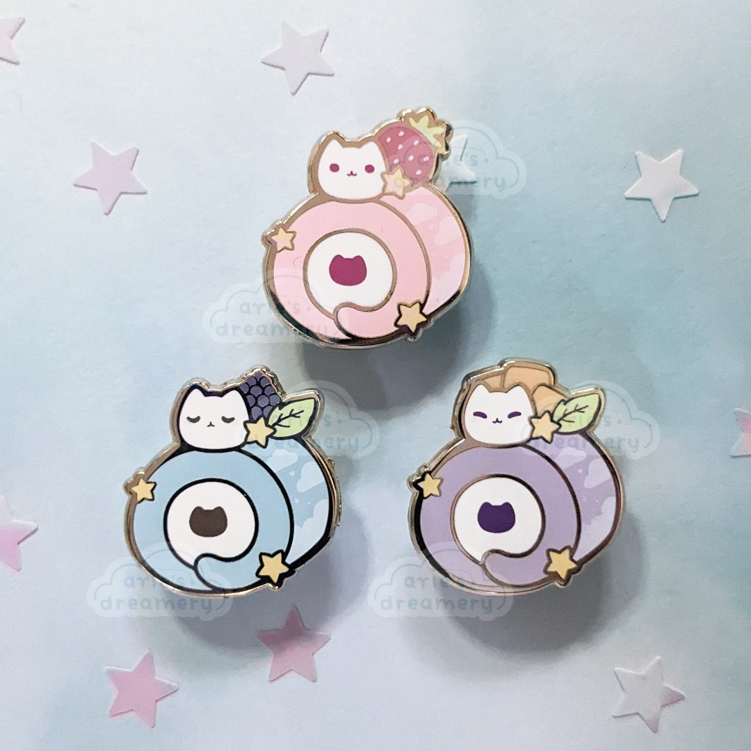 Dreamy Kitty Roll Cake Enamel Pins | Hard Enamel Pin, Gold Enamel Pin ...