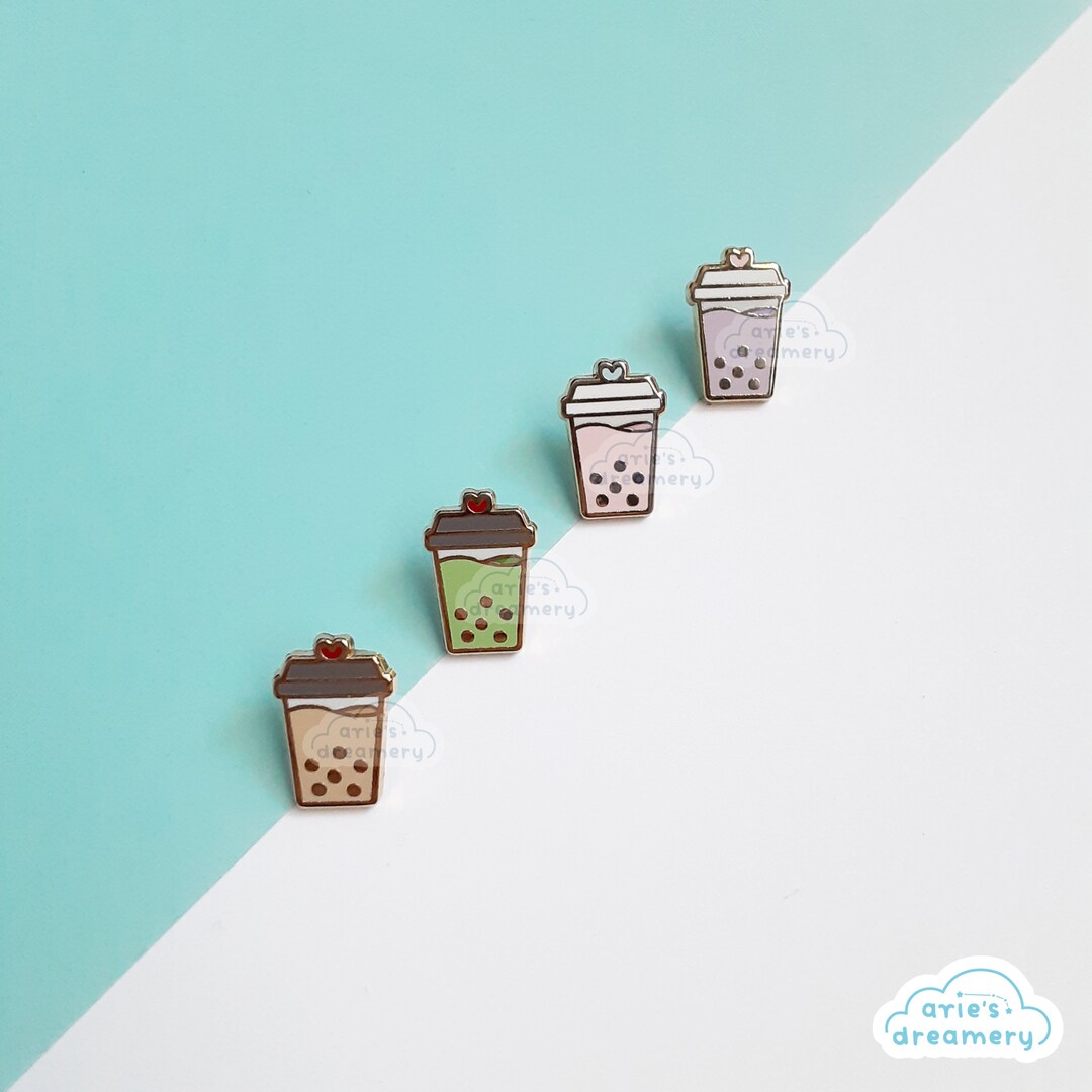 Mini Boba / Bubble Tea Filler Enamel Pins brown, Green, Pink, Purple ...