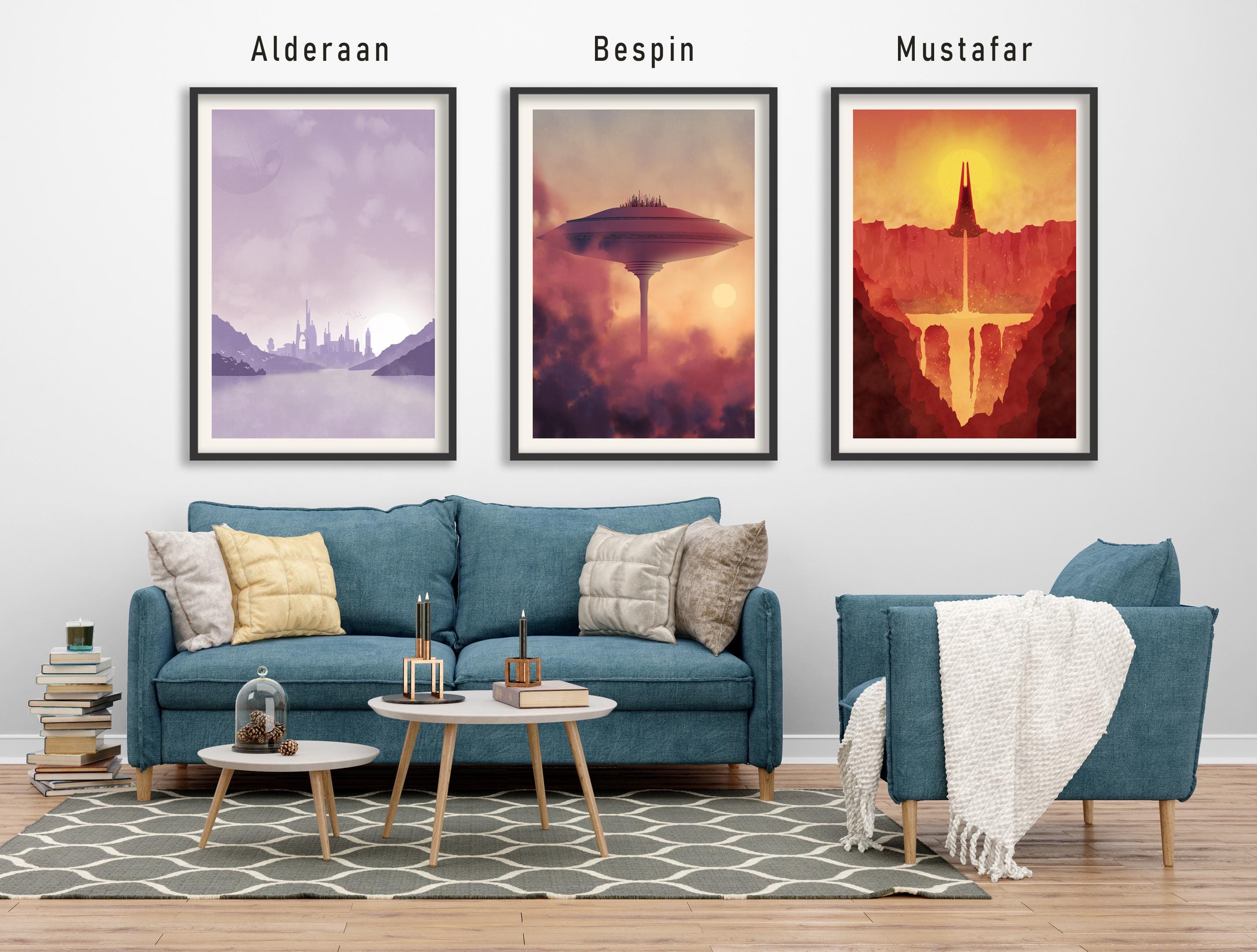 Star Wars Travel Planet Poster Set - Tatooine, Hoth, Naboo, Mustafar ...