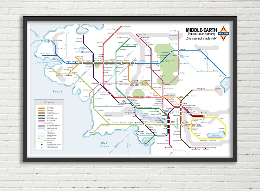 Middle-earth Subway Map - Lotr Map - Lord of the Rings Map - Middle ...