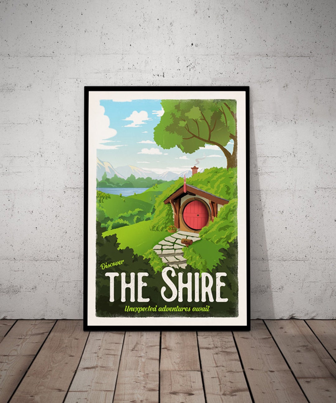 The Shire Travel Poster Lord of the Rings Vintage Travel Poster ...
