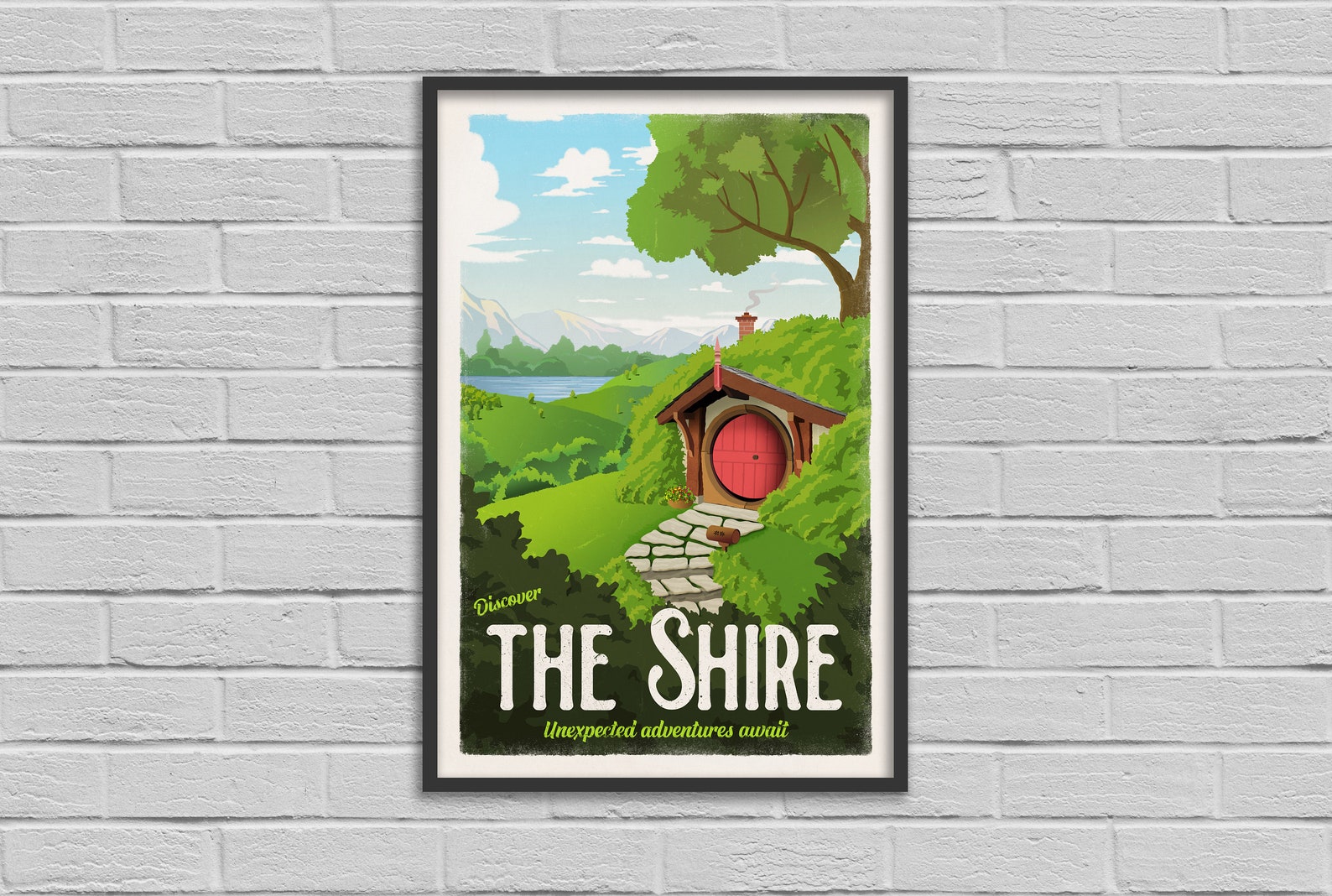 The Shire Travel Poster Lord of the Rings vintage Travel | Etsy