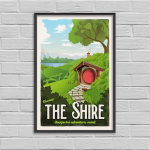 The Shire Travel Poster - Lord of the Rings Vintage Travel Poster ...