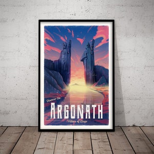 Argonath Travel Poster Lord of the Rings Vintage Travel Poster ...