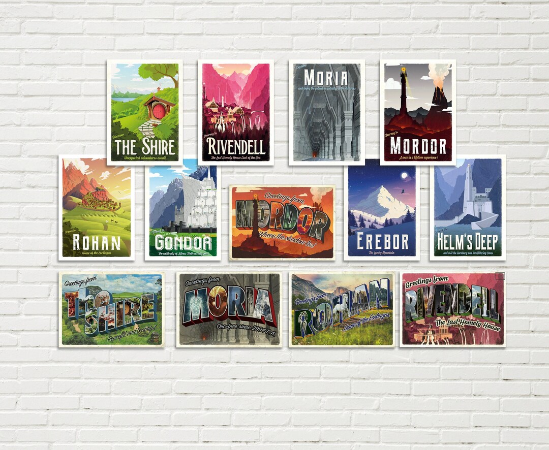 Lord of the Rings Postcard Set 13 in A6 Size, Rivendell, Moria, Shire ...