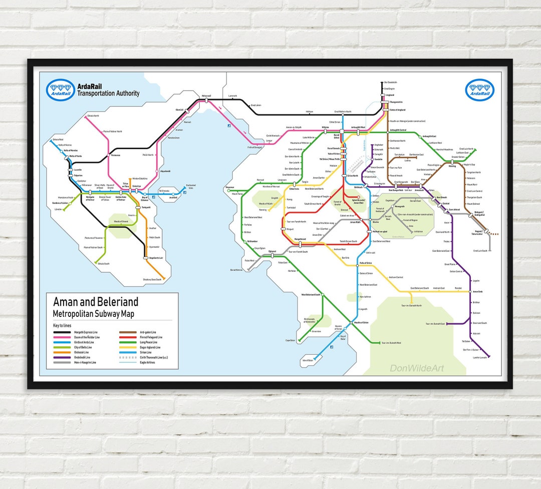 Lord of the Rings First Age Tube Map - Beleriand Subway Map ...