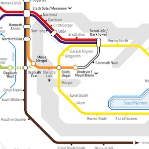 Middle-earth Subway Map Lord of the Rings Map Middleearth Map Middle ...