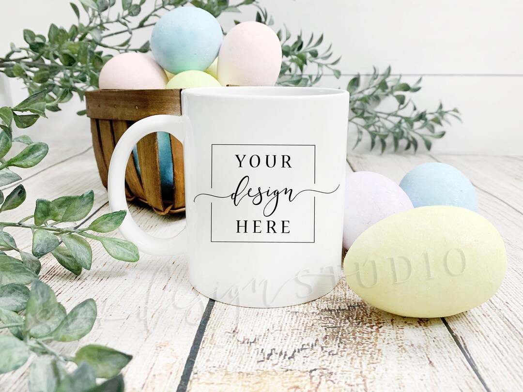 4 Image Easter Mug MOCKUP Bundle | Blank White Mug | Farmhouse Flatlay ...
