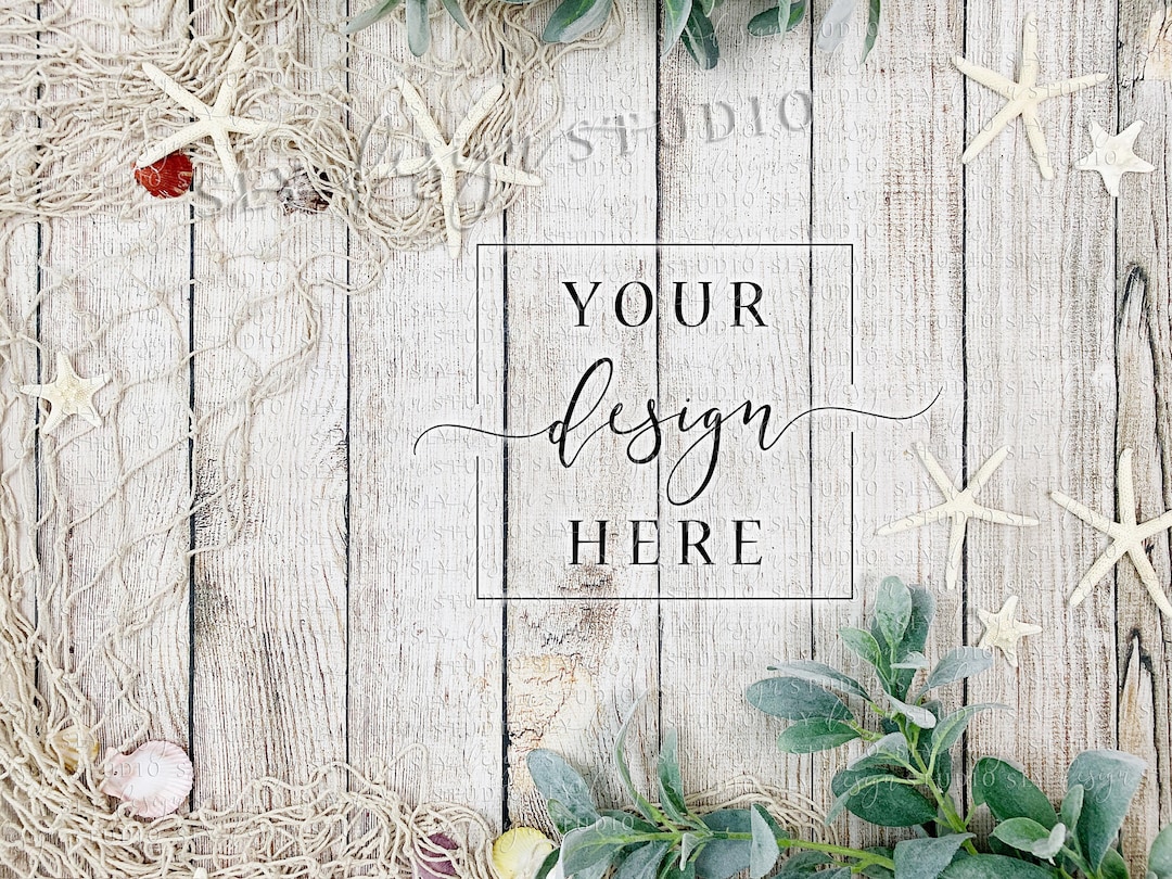 MOCKUP - Beach Background Mock up Flat Lay - Beachy Summer - Seashells ...