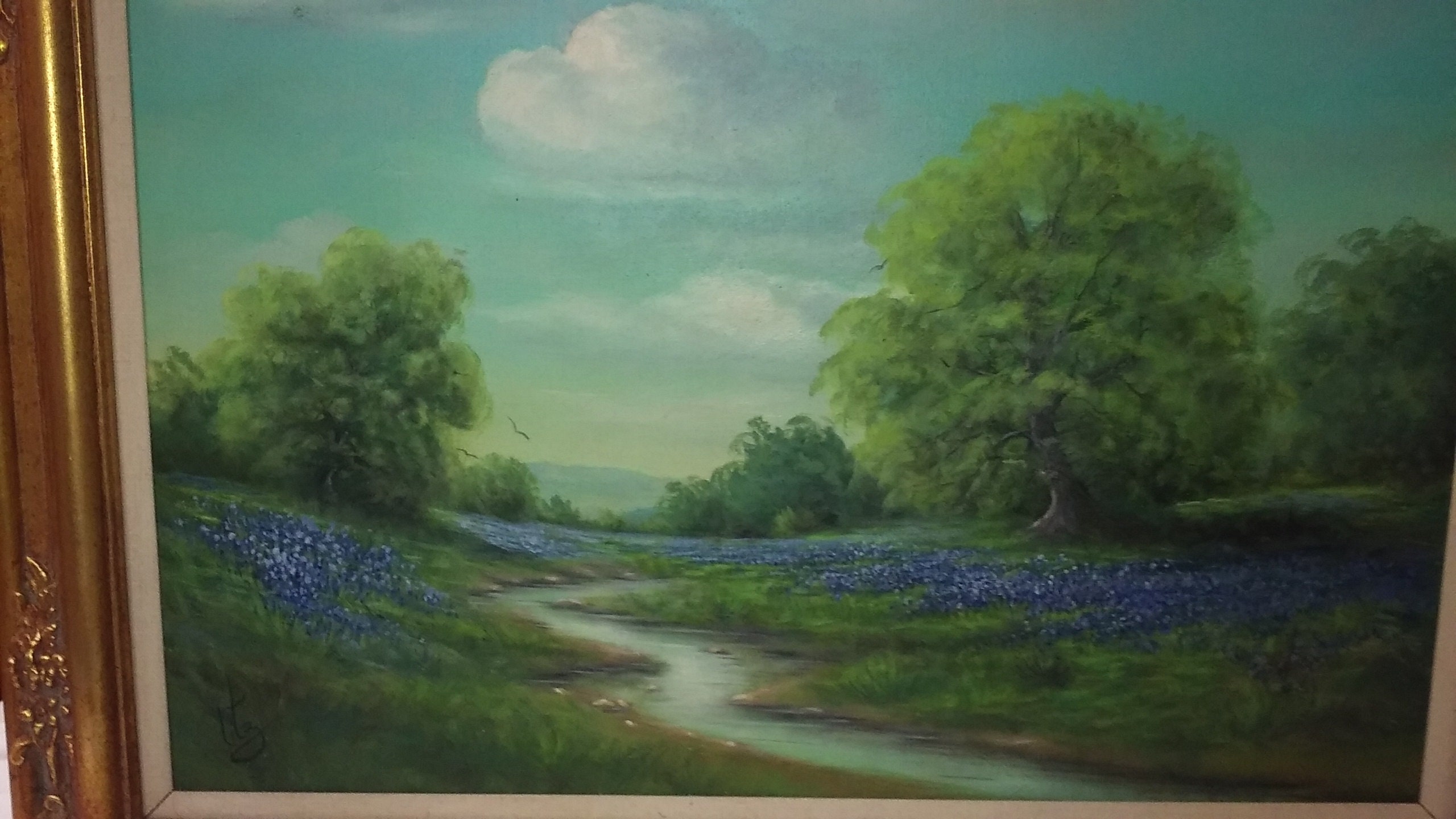 Texas Bluebonnets Near the Creek Litz Artist Oil on Canvas - Etsy
