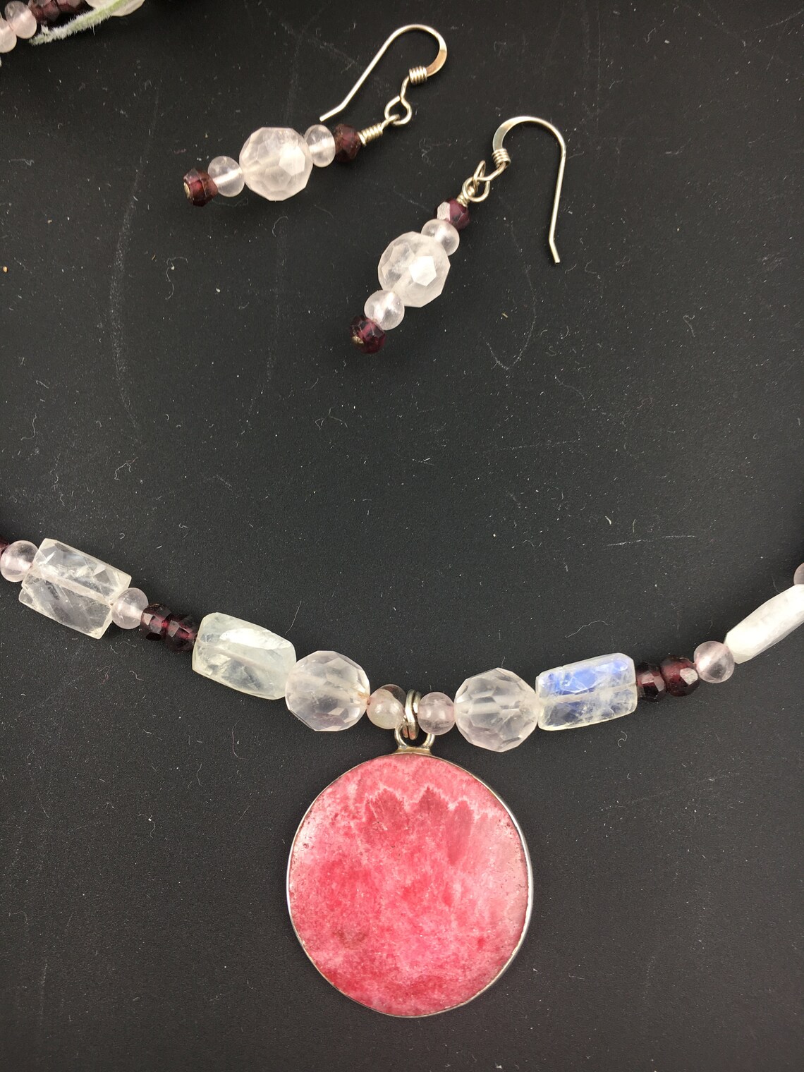 Rhodochrosite Garnet Rose Quartz Faceted Quartz Sterling Silver ...