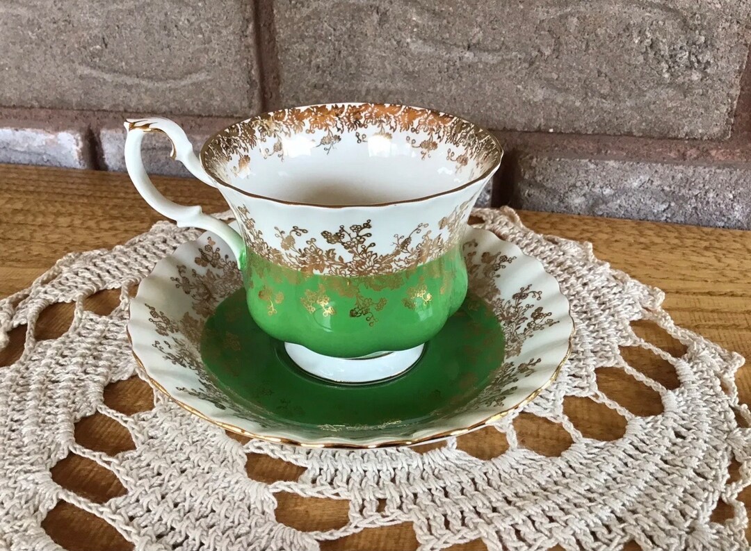 Royal Albert 4396 Tea Cup & Saucer Green Regal Series - Etsy