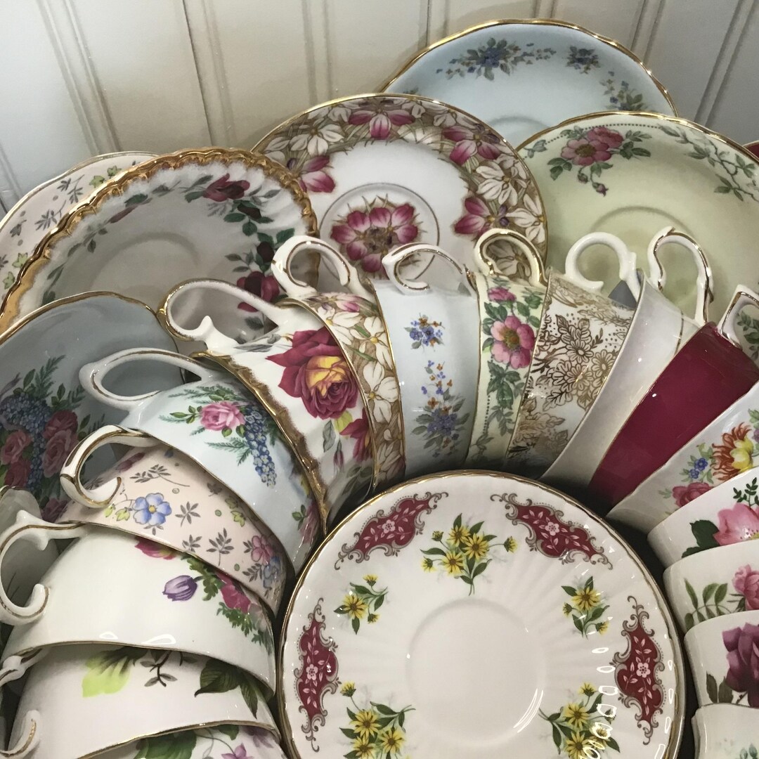 Bulk Mismatched Tea Cup and Saucer for Wedding Bridal Showers Baby ...