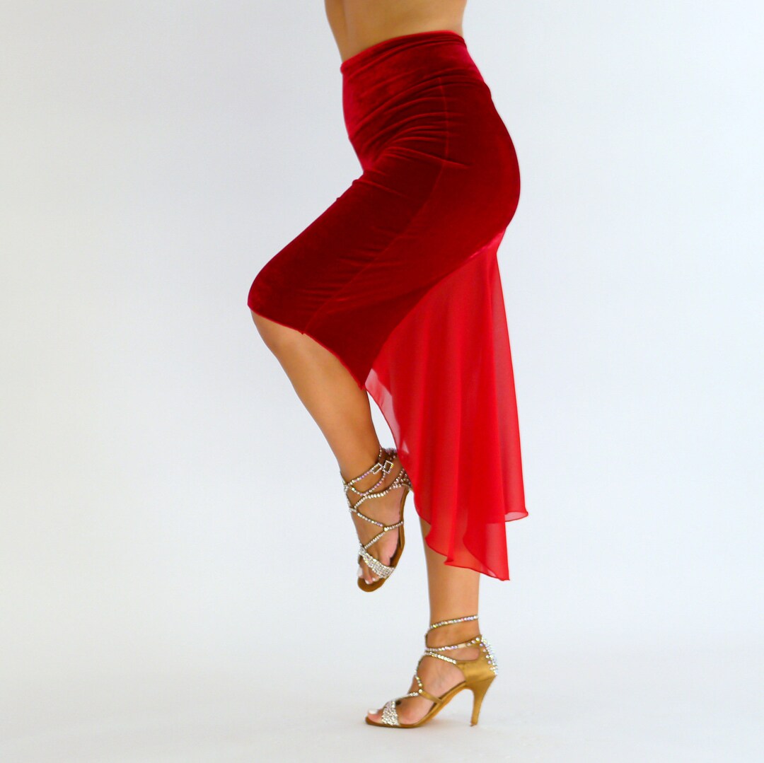 Tango Skirt, Fishtail Skirt, Dance Skirt, Velvet Skirt, High-waisted ...