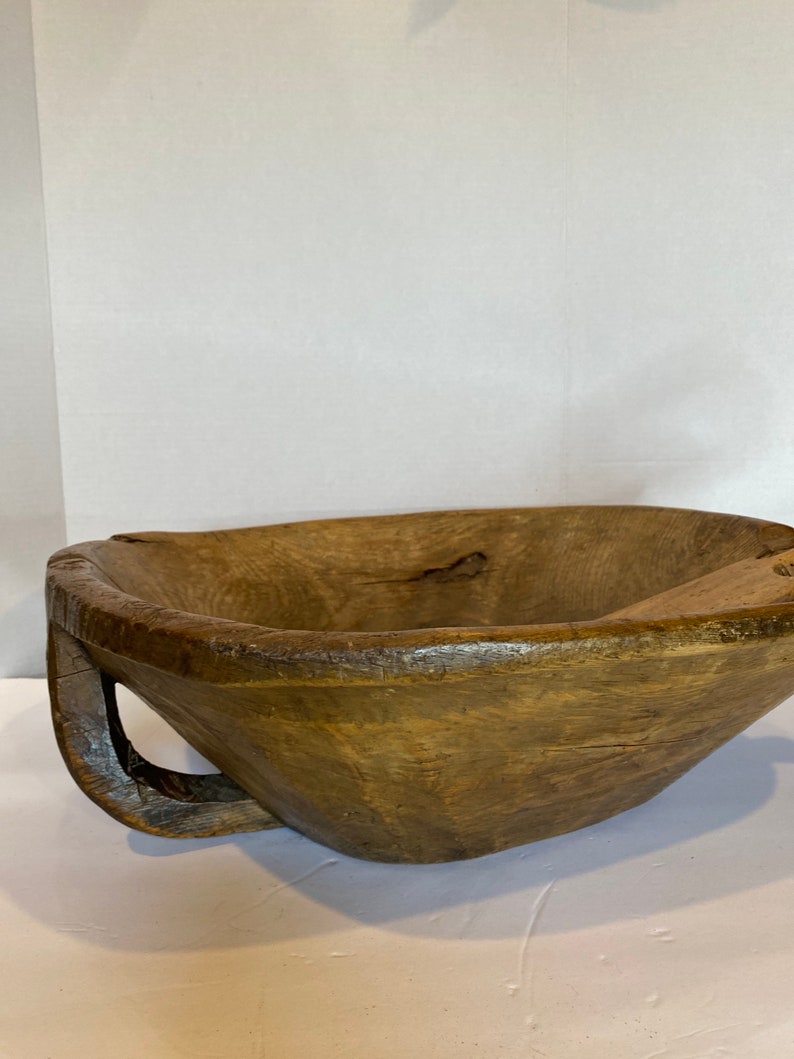 Vintage Dough Bowl & Paddle Trencher Bowl Side Handle Hand | Etsy