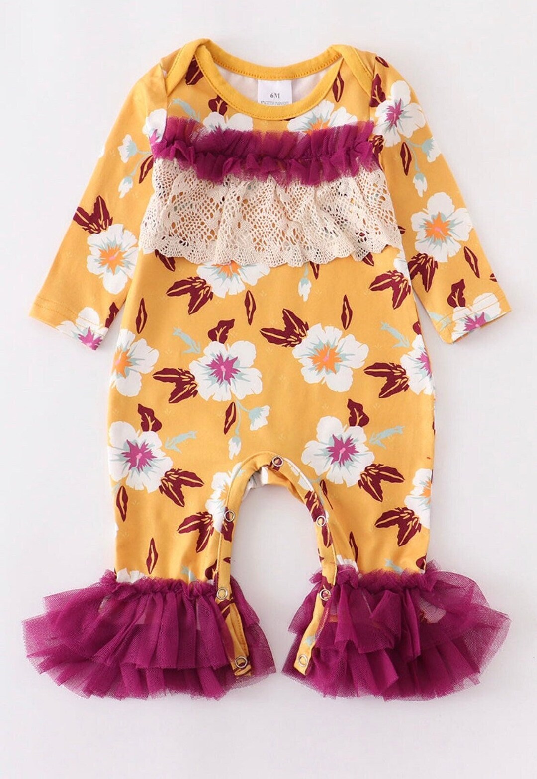 Baby Girls Ruffle Romper Tropical Floral Print Romper With - Etsy