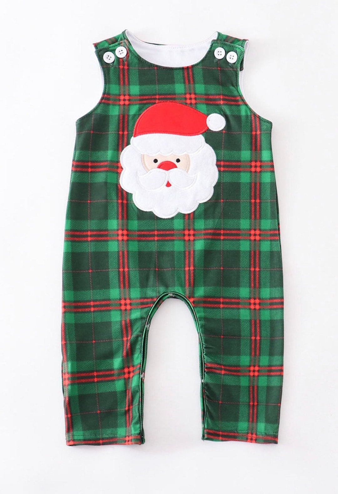 Baby Santa Claus Plaid Jon Jon Jumpsuit Romper, Plaid Christmas Romper ...