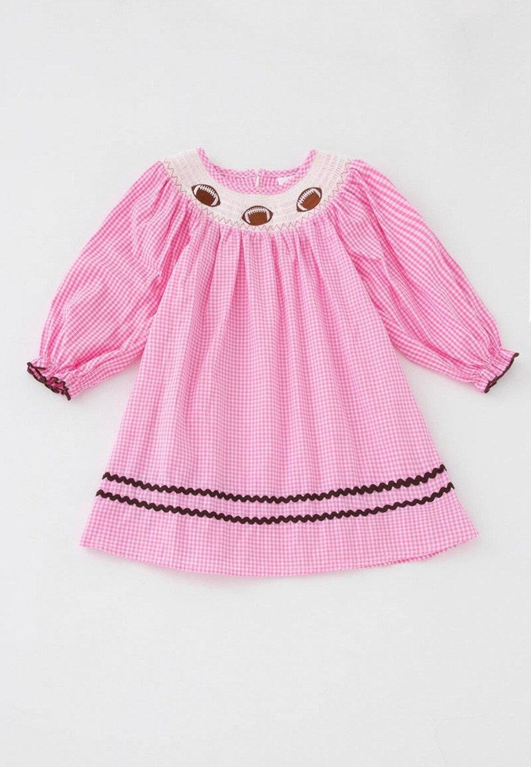 Toddler Girl Smocked Football Dress & Large Grosgrain Hairbow, ADORABLE ...