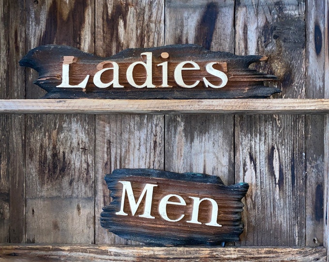 Vintage Wooden Restroom Signs VERY OLD Ladies & Men Bathroom - Etsy