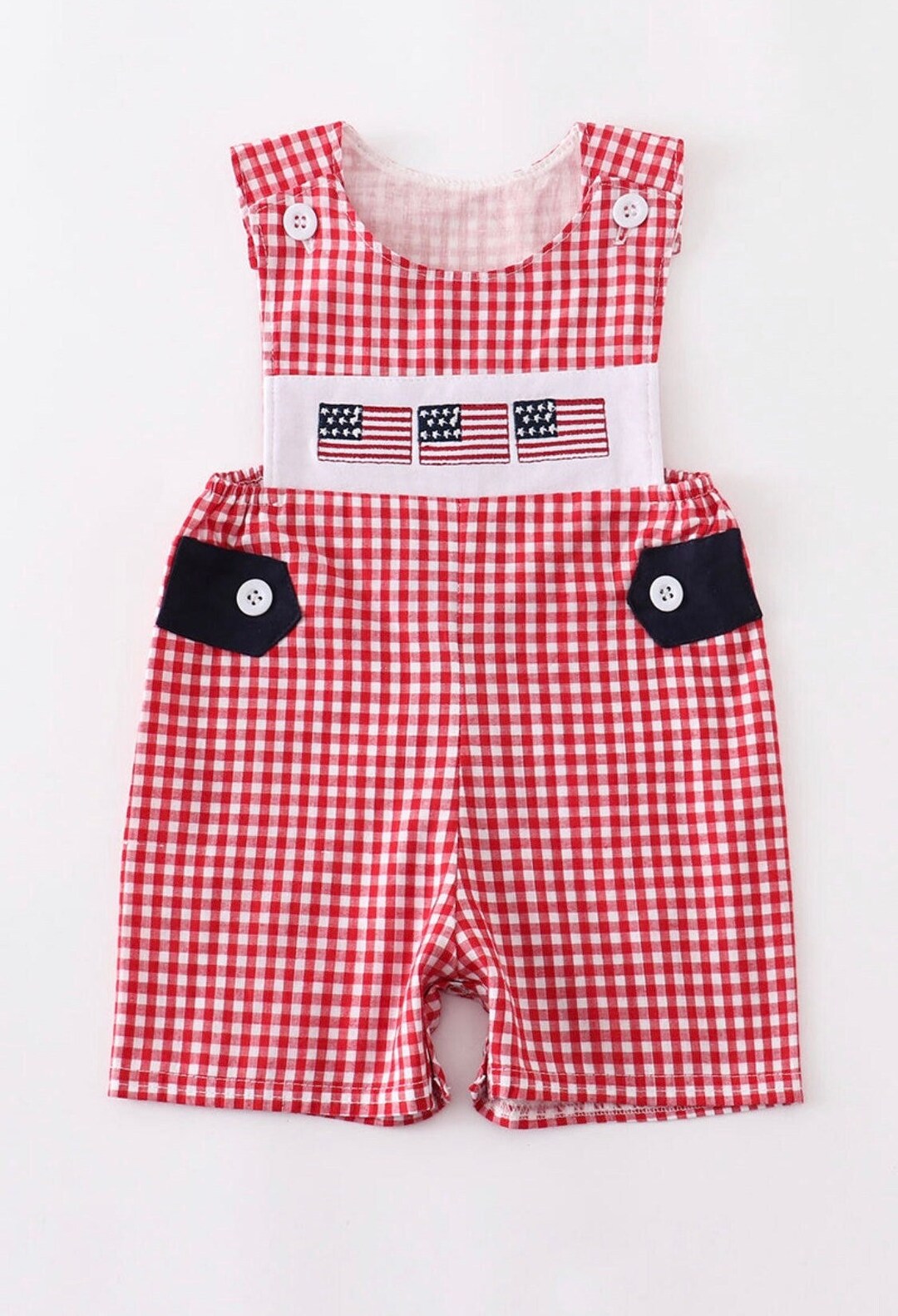 Boy's American Flag Patriotic Jon Jon Romper Red White & - Etsy