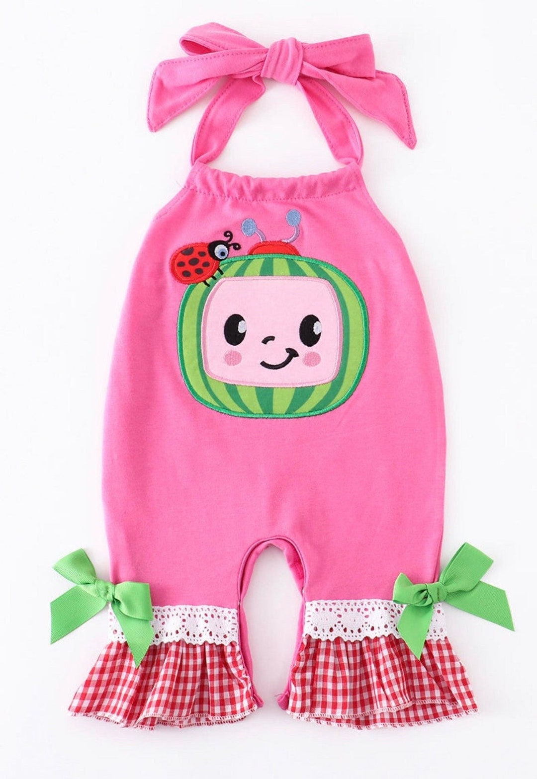 Cocomelon Ruffle Romper Adorable Pink Halter Cocomelon Romper - Etsy