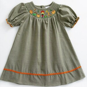 Baby Girl Fall Smocked Bubble Romper, Thanksgiving Romper, Embroidered Scarecrow and Pumpkins ...