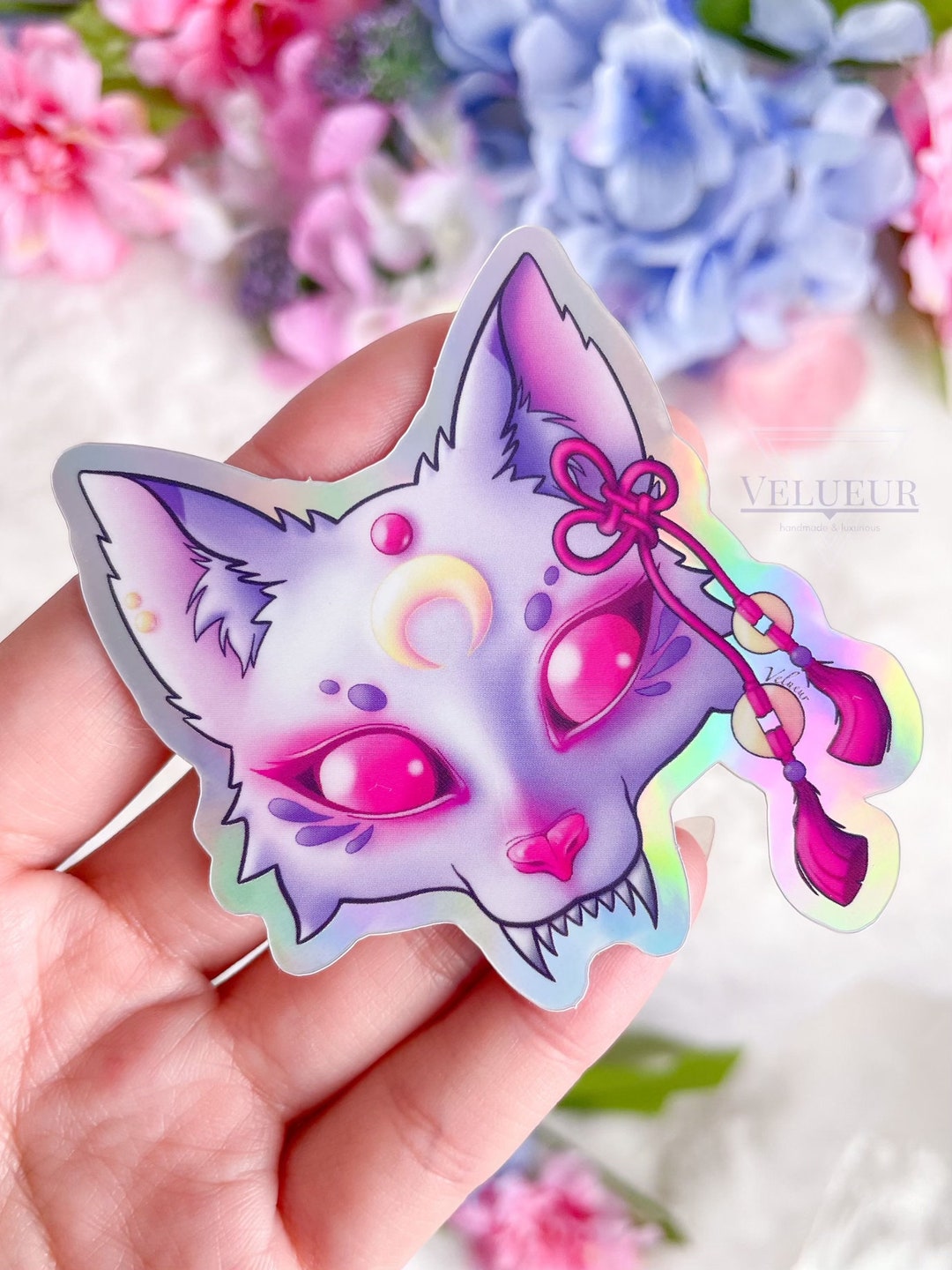 Kitsune Mask Vinyl Stickers || Hannya Mask Stickers || Pastel Japanese ...