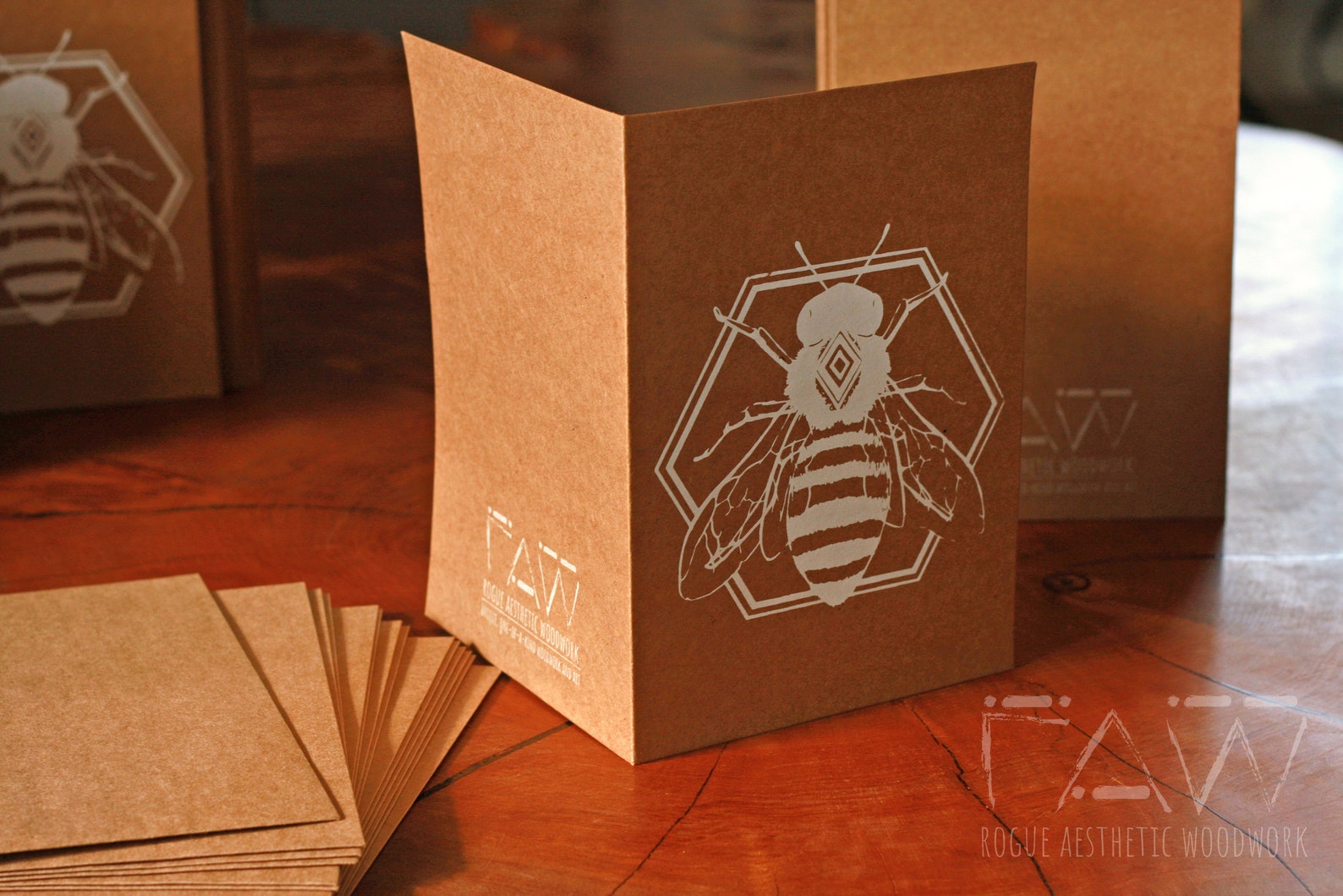 Geometric Bee Hand Printed Card Honey Bee Screen Printed - Etsy