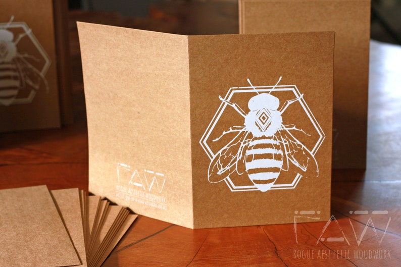 Geometric Bee Hand Printed Card Honey Bee Screen Printed - Etsy