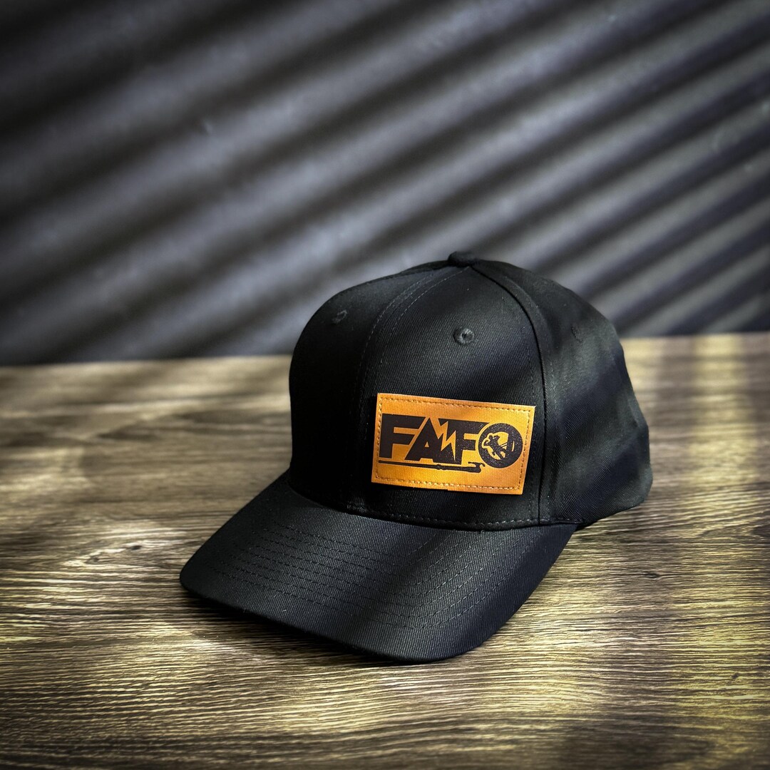 FAFO Hat - Tactical Snapback Hat for Linemen - Leather Patch Trucker Hat - Rugged Workwear Cap ...