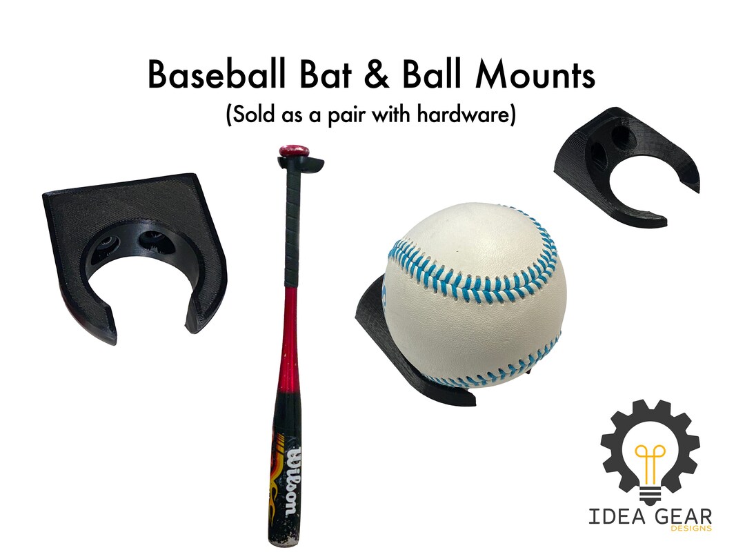 Baseball Bat & Baseball Wall Mount Brackets - (hardware Included) - Etsy