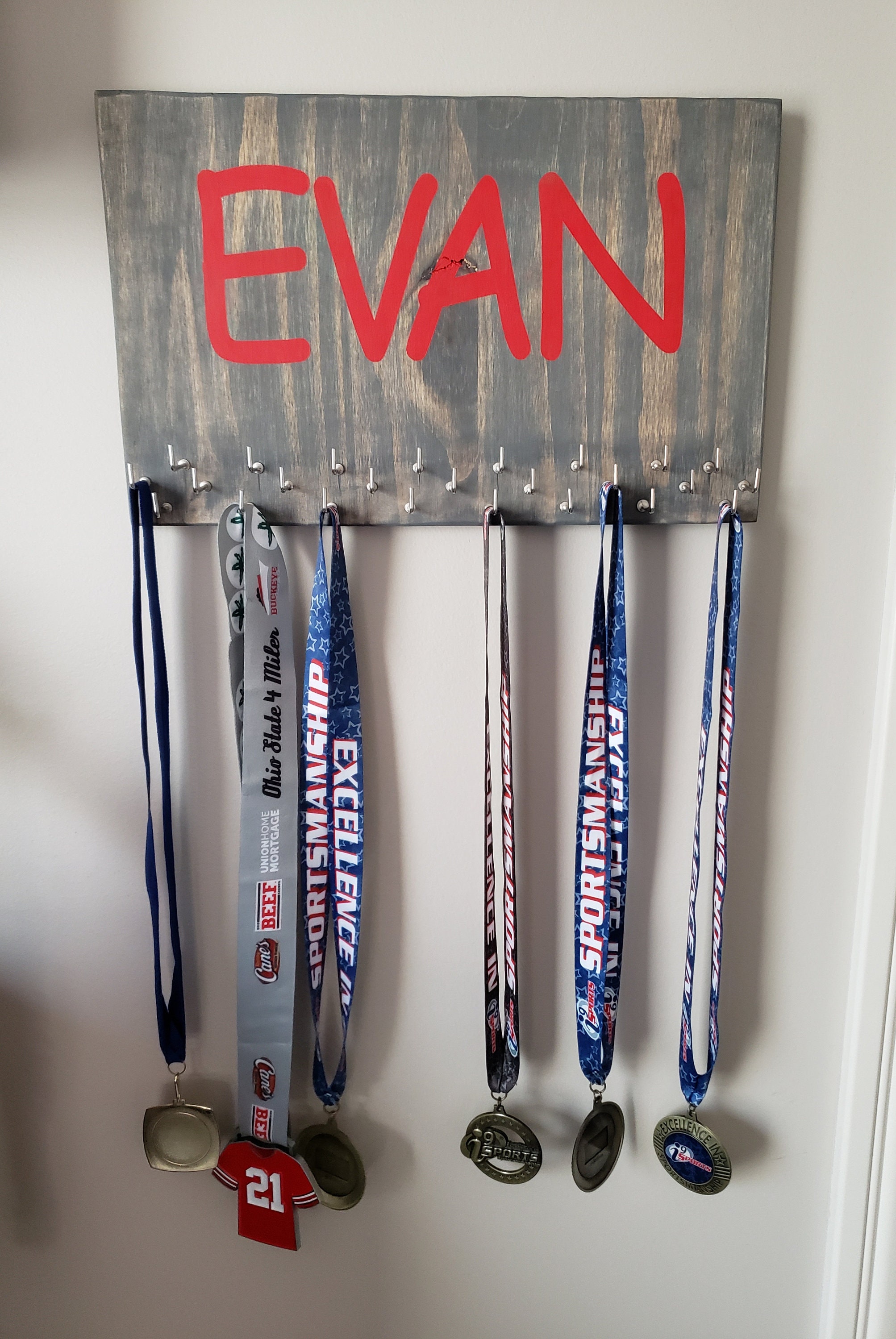 Custom Name Medal Hanger, Personalized Wood Display Rack, Sports Awards ...