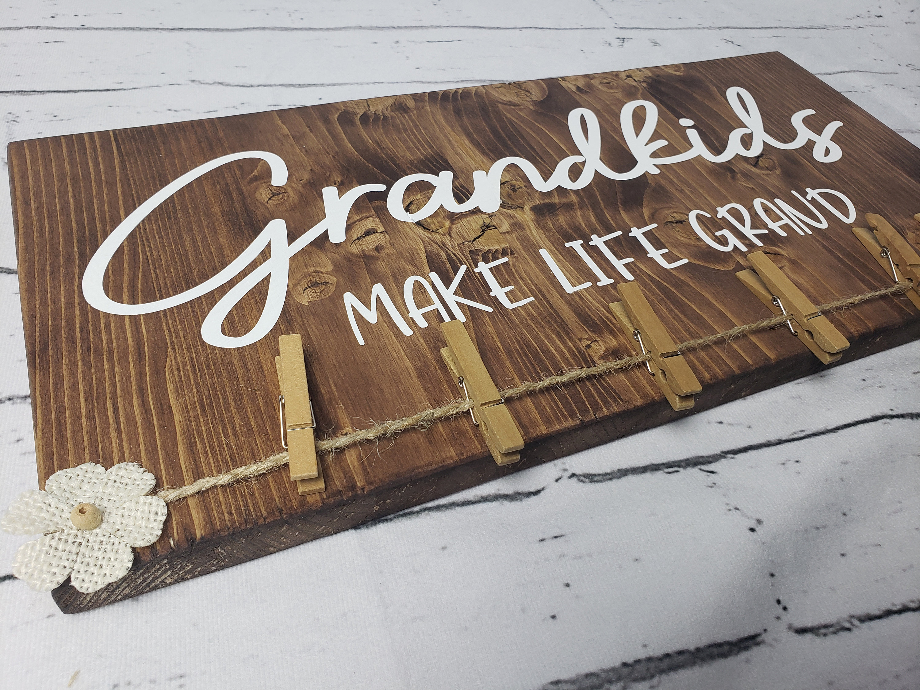 Grandkids Make Life Grand Wooden Sign Customized Picture | Etsy