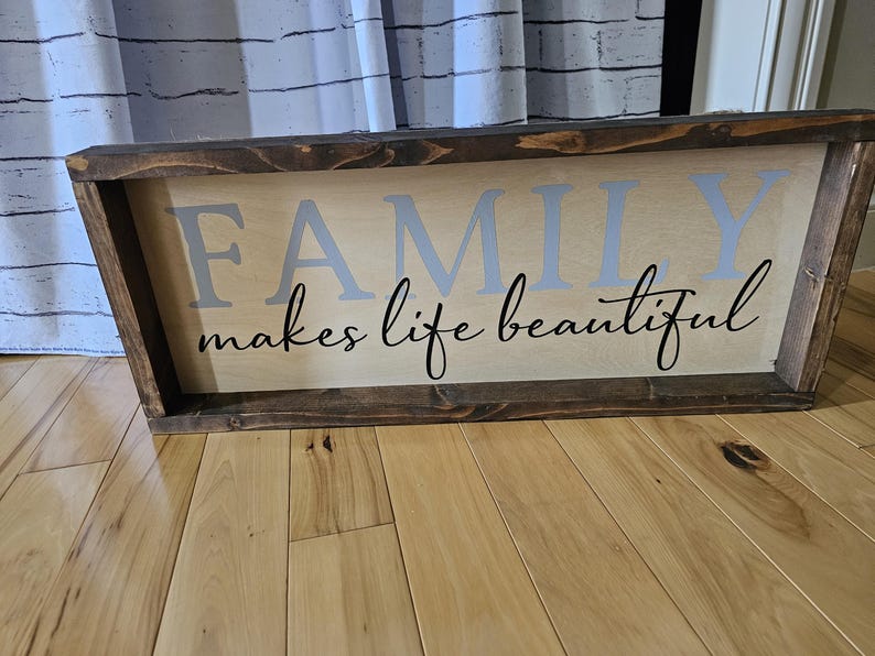 Family Makes Life Beautiful, Family Sign, Wall Art, Farmhouse Rustic ...
