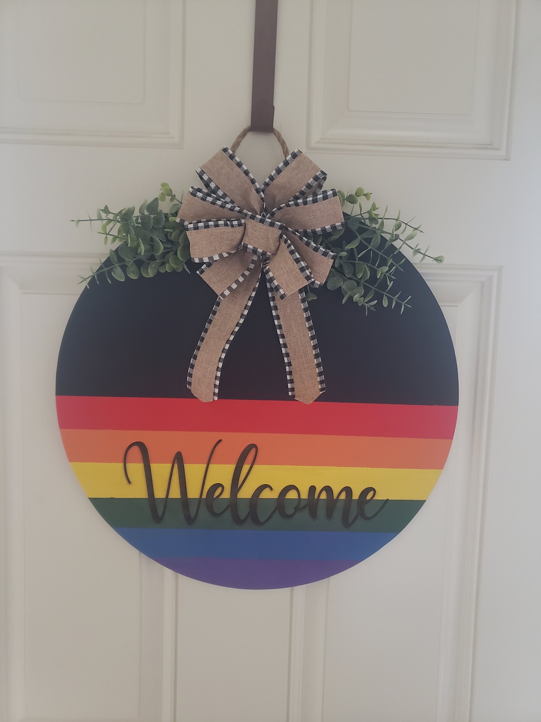 LGBT Welcome Sign, Pride Door Sign, LGBTQ Decor, LGBTQIA+ Round Welcome ...