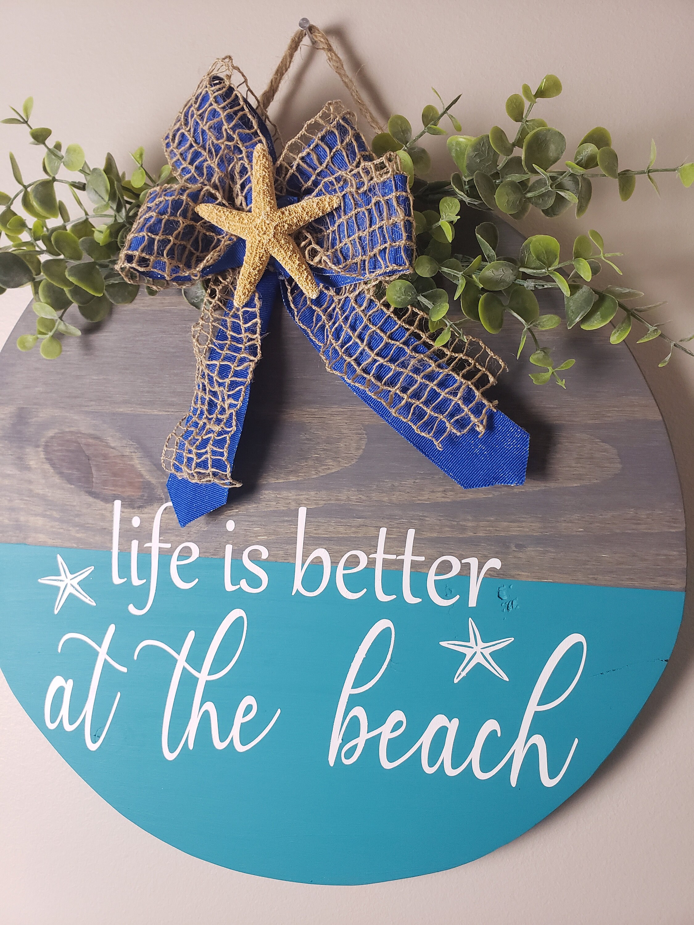 Life is Better at the Beach, Wood Door Hanger, Farmhouse Door Decor ...