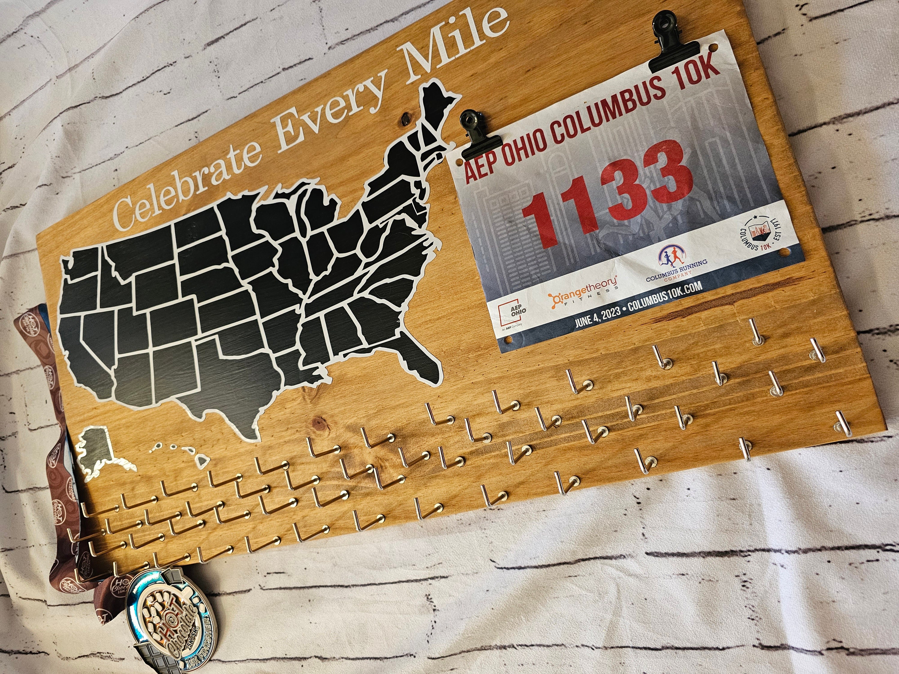 Medal and BIB Display, 50 States Medal Holder, Display for Medals ...