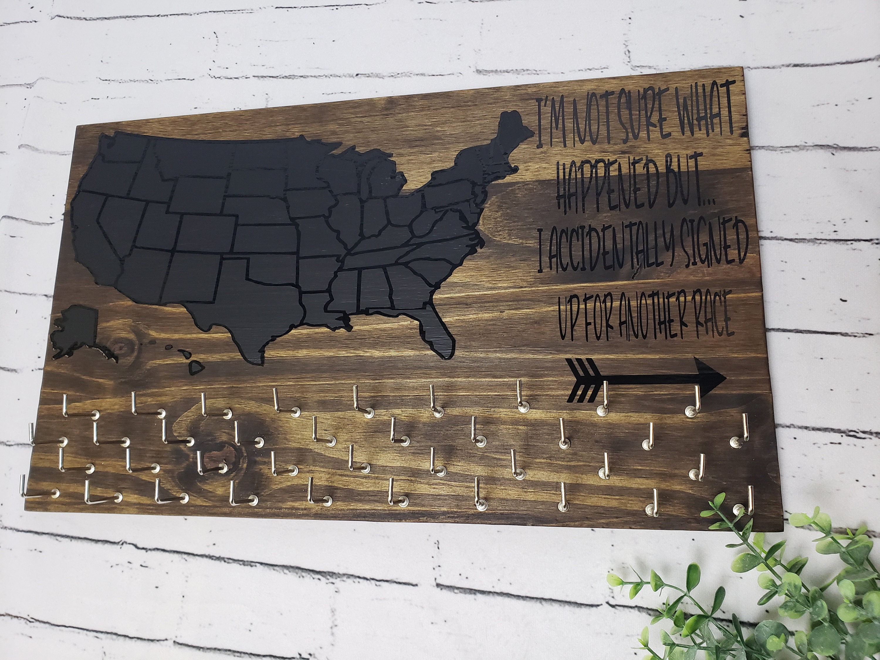 50 States Marathon Medal Holder, Chalkboard US Map, Running Gift - Etsy