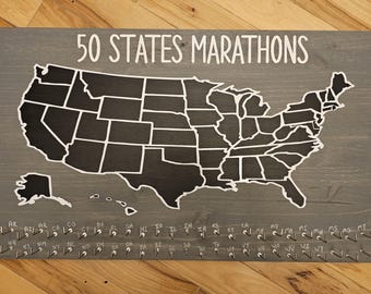 50 States Marathon Medal Holder, Chalkboard US Map, Running Gift - Etsy