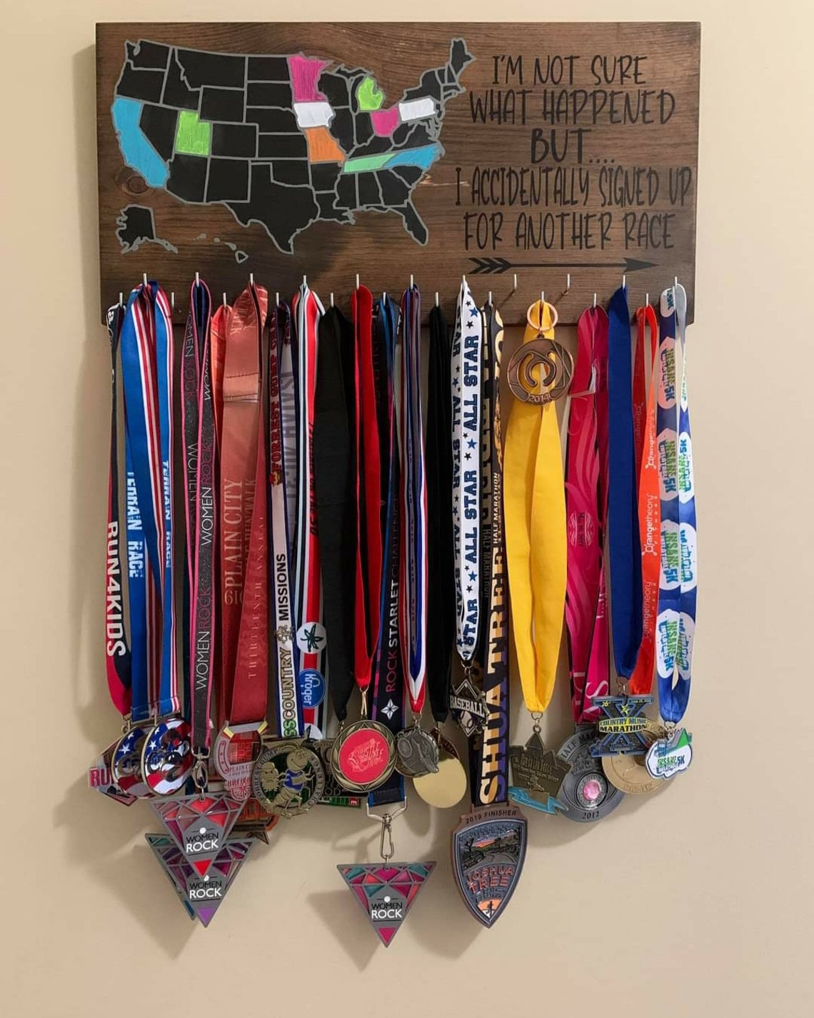 50 States Medal Holder, Display for Medals, Running Gifts, Runners ...